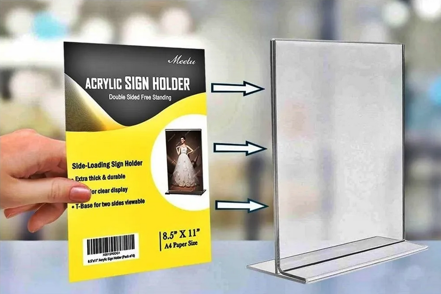 DISPLAY DE ACRÍLICO DUPLA-FACE MODELO T - 10X15CM